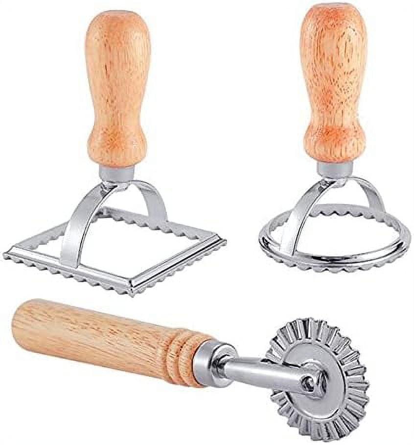3 Pcs Ravioli Cutter with Roller Wheel Set Cutter Dough Pasta Maker ...