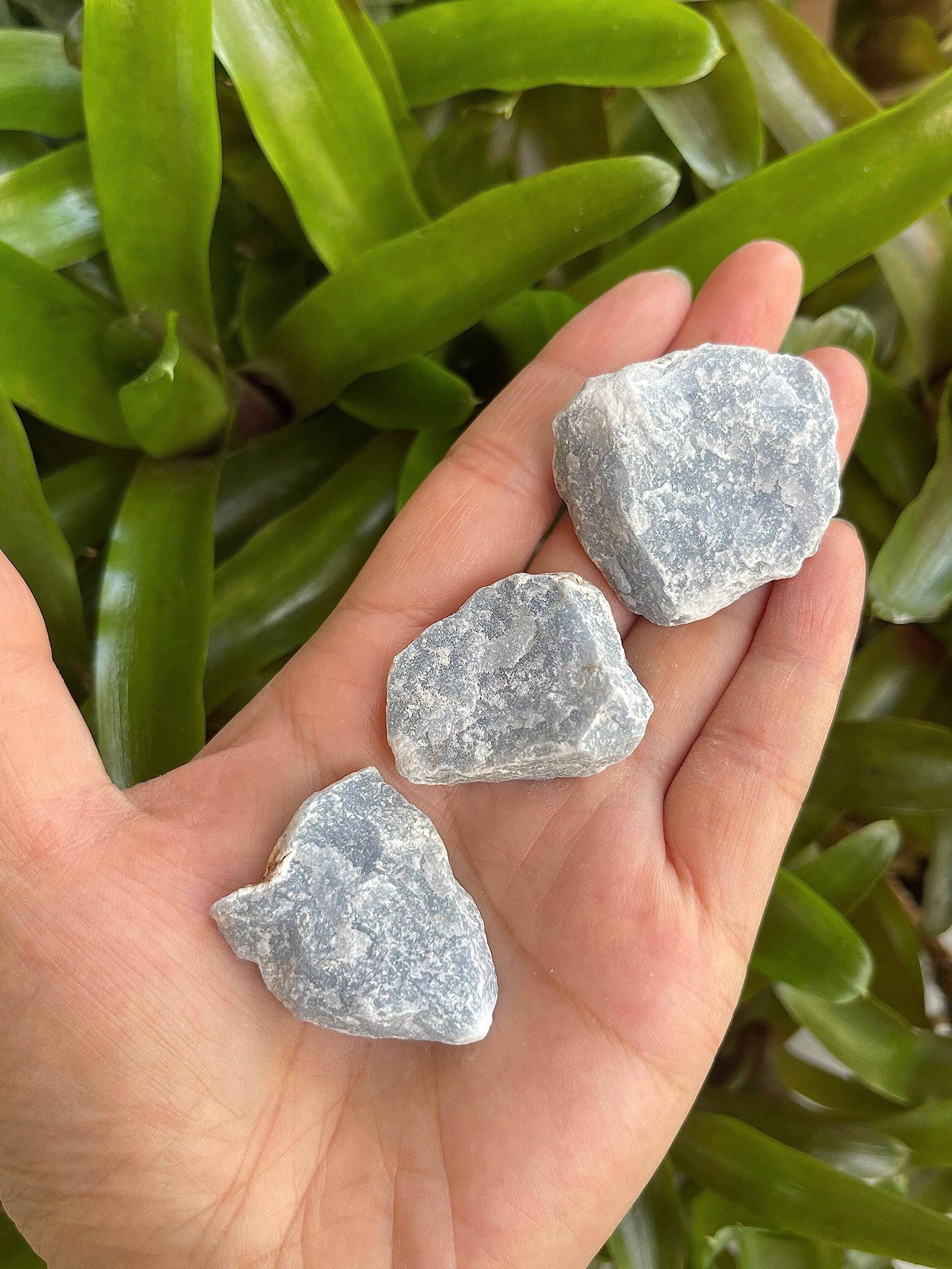 3 Pcs Raw Angelite Crystals, Natural Angelite Stone, Natural Rough ...