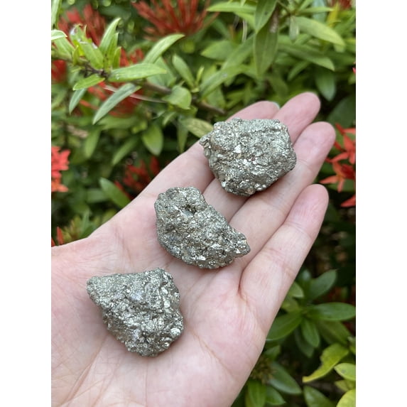 GAF TREASURES, 3 Pcs Raw Pyrite Crystals, Natural Rough Pyrite Stones ...