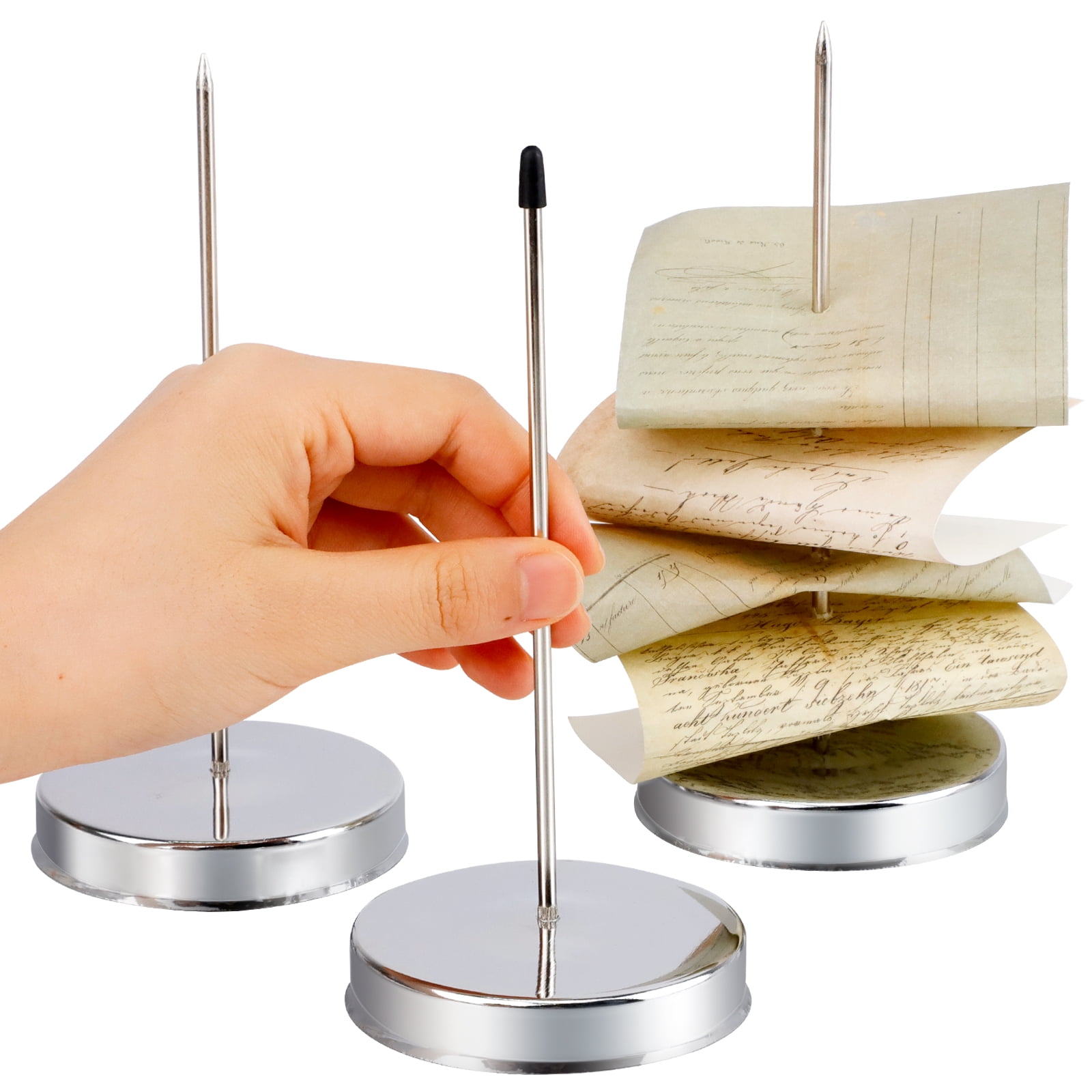 3 Pcs Receipt Holder Spike for Desk, Stainless Steel Ticket Stabber for ...