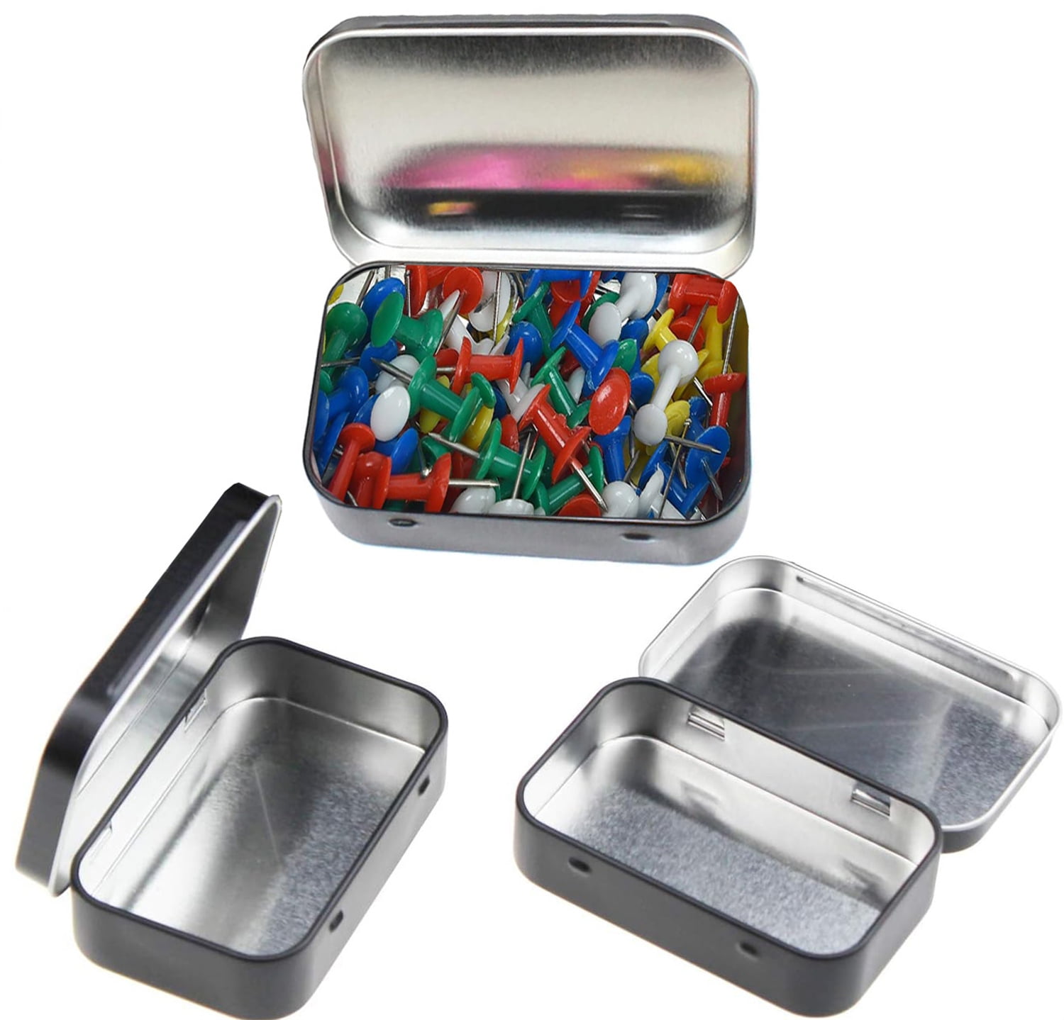 3 Pcs Rectangular Small Tin Boxes,Small Storage Box with Lid,Portable ...