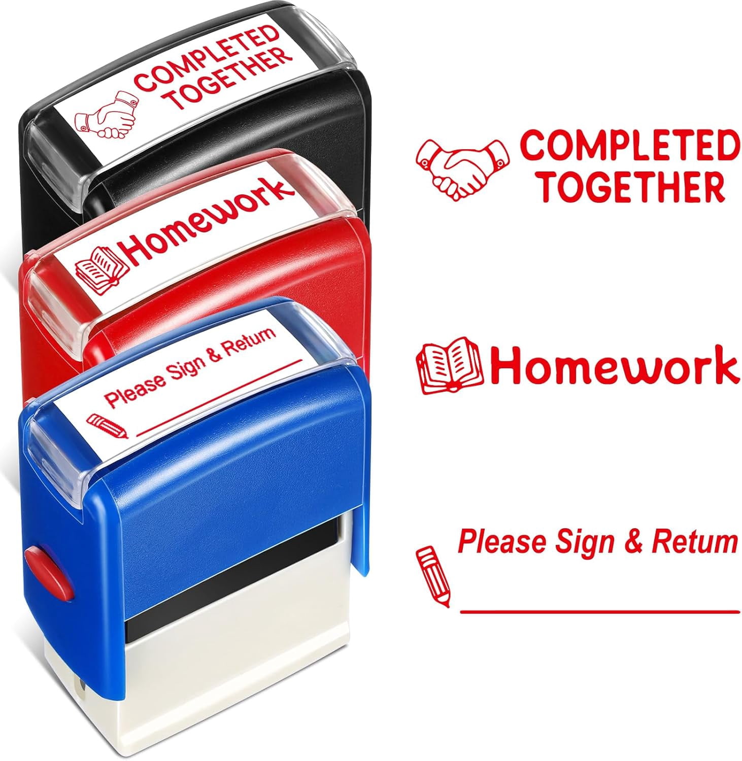3 Pcs Rectangular Teacher Stamp Self Inking Includes Homework ...