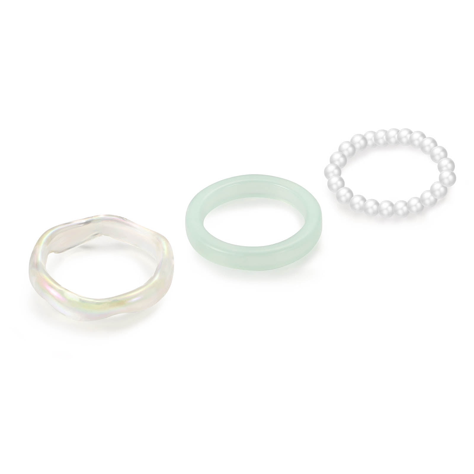 3 Pcs Resin Stackable Fashion Stackable Finger Rings Beaded Elastic ...