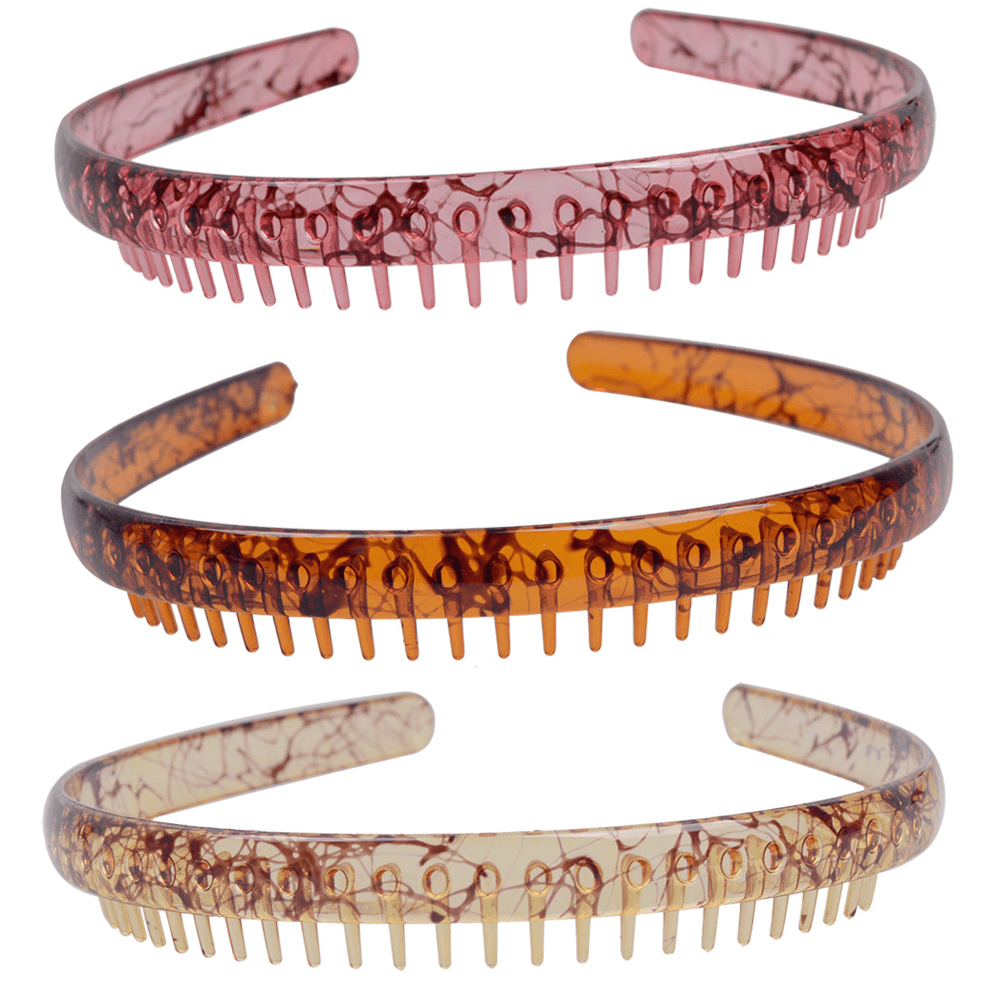 3 Pcs Resin Teeth Comb Headband Hard Hairband Fashion Durable Women ...