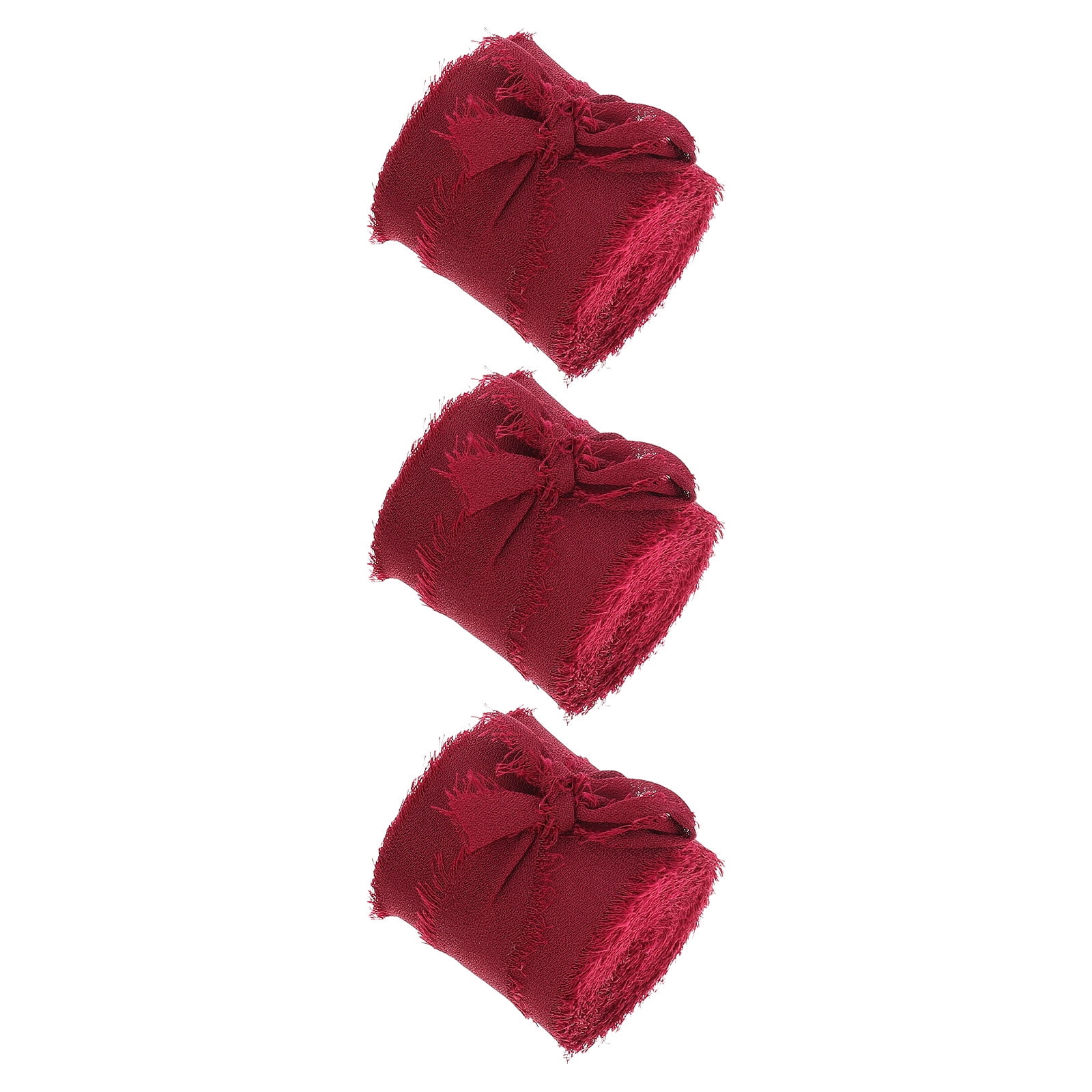 RUNROTOO Chiffon Ribbon For Flower Bouquet Dark Red Polyester 3Pcs 17 ...