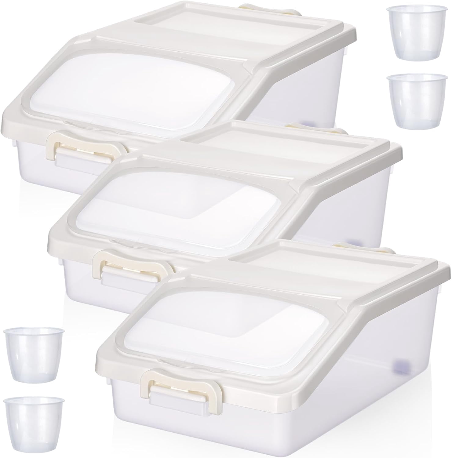 3 Pcs Rice Storage Container 11 lb Airtight Flour Container with Wheels ...