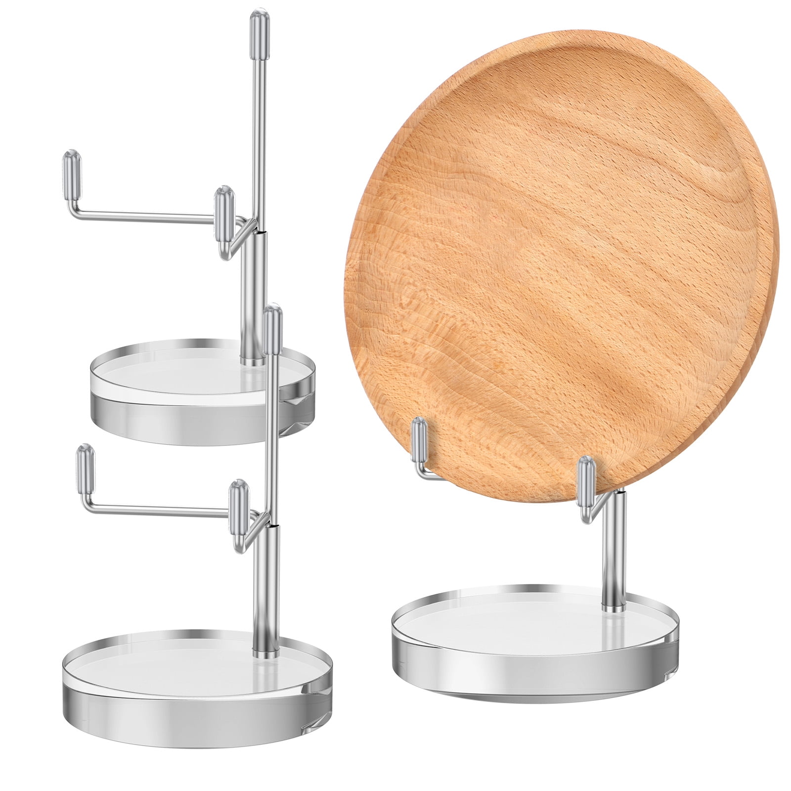 3 Pcs Rock Display Stand Compact Crystal Holder with Metal Arm and ...