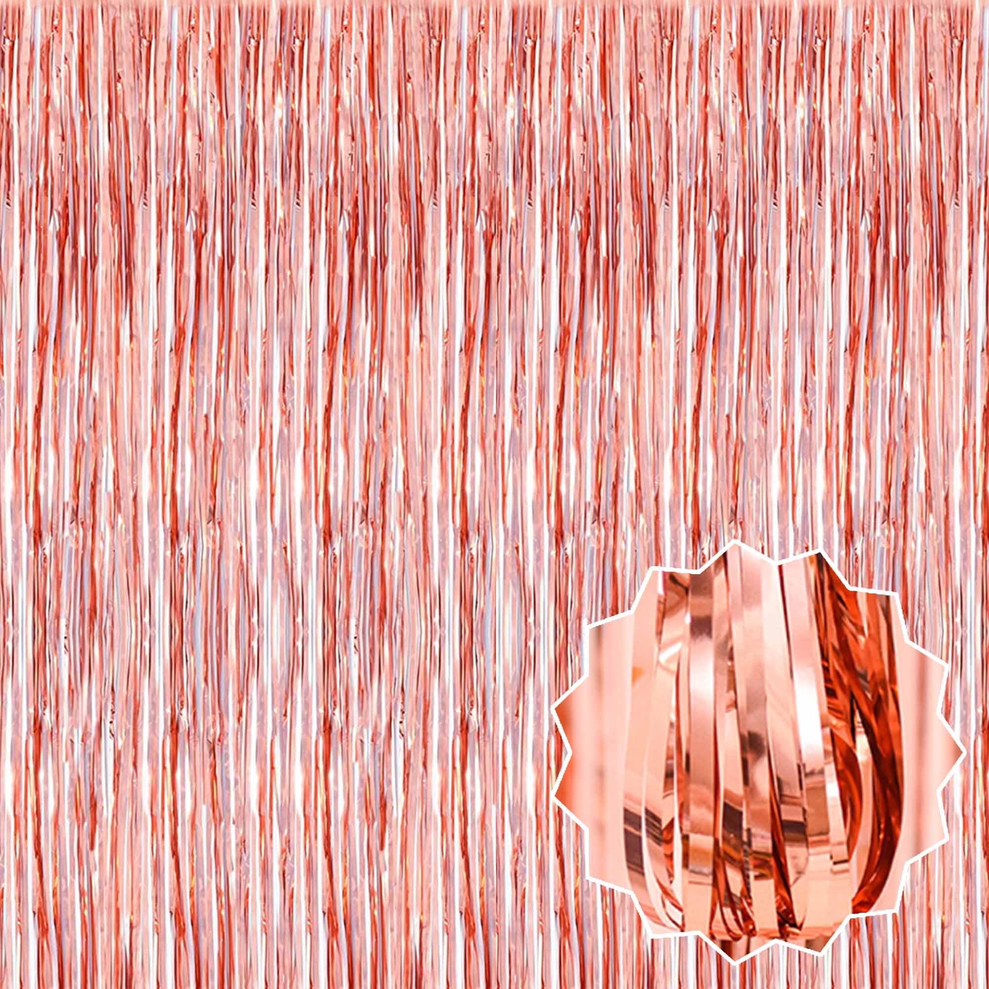 3 Pcs Rose Gold Door Streamers Tinsel Curtain Party Streamers Backdrop ...