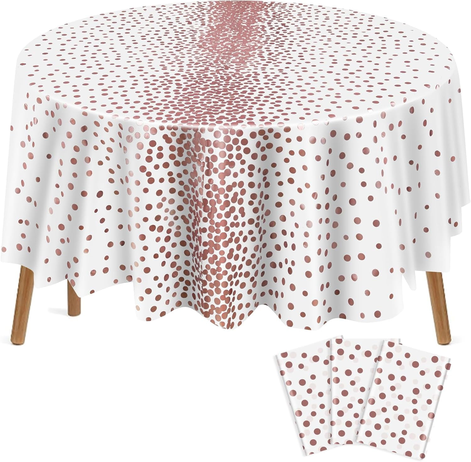 3 Pcs Round Dot Tablecloth 84 Inch Plastic Table Cover Waterproof ...