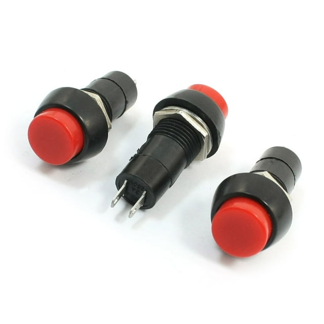 3 Pcs Round Head Cap Latching SPST 2 Pin Terminal Push Button Switch ...
