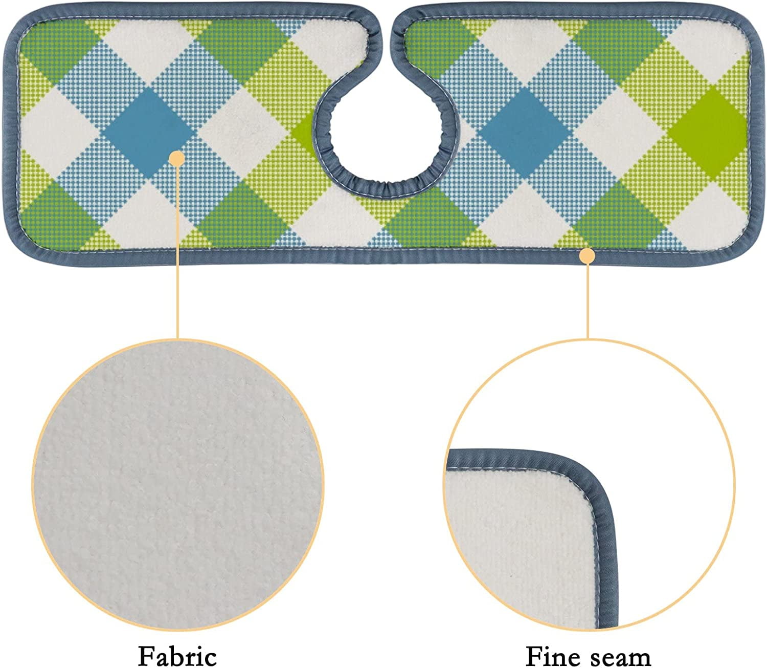 3 Pcs SKYSONIC Faucet Absorbent Mat Blue Green Tartan Washable Counter ...