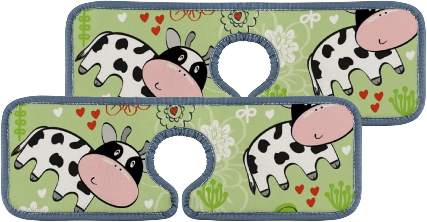 3 Pcs SKYSONIC Faucet Absorbent Mat Cute Cows Flowers Washable Counter ...