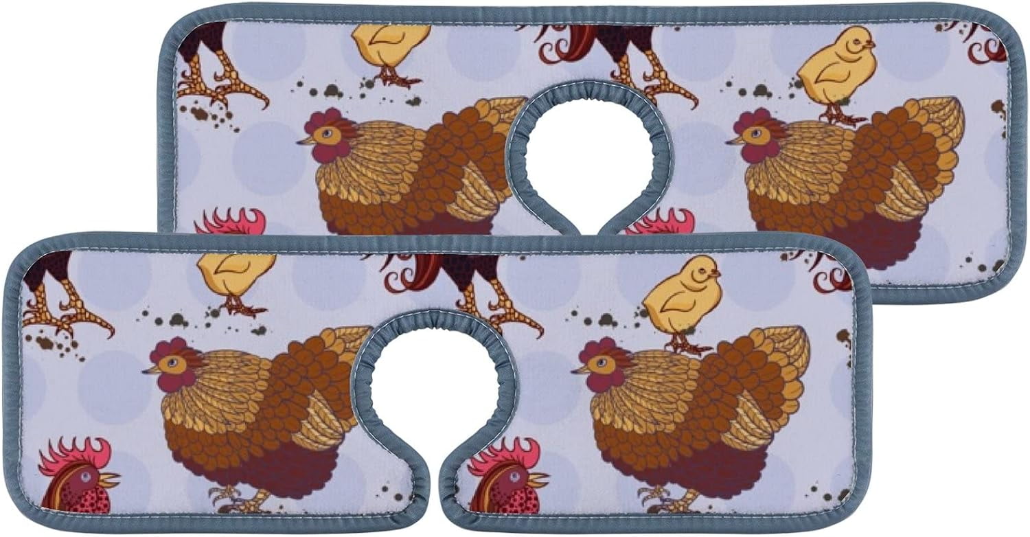 3 Pcs SKYSONIC Faucet Absorbent Mat Rooster Hens Chickens Washable ...