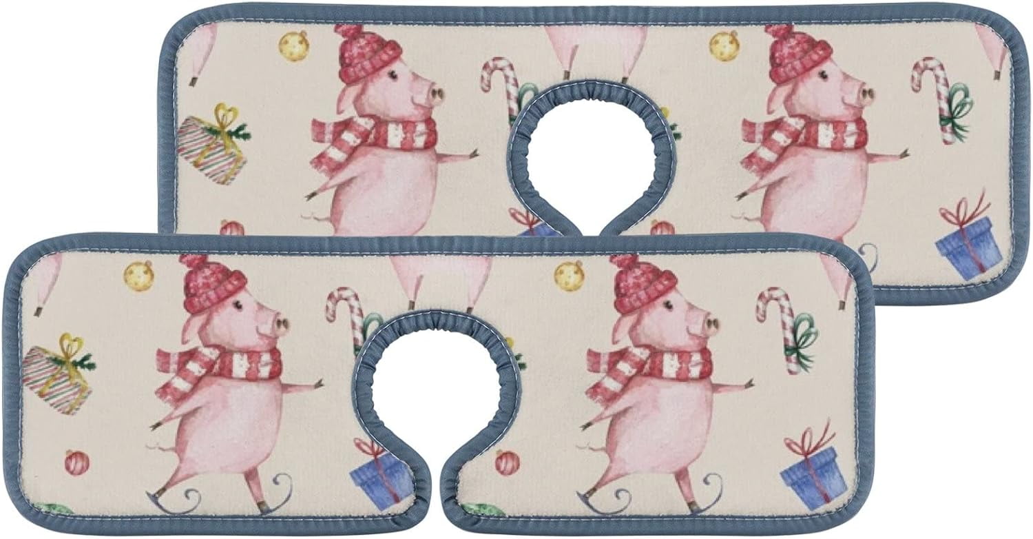 3 Pcs SKYSONIC Faucet Absorbent Mat Watercolor Pigs Washable Counter Drying Pads Behind Faucet ...