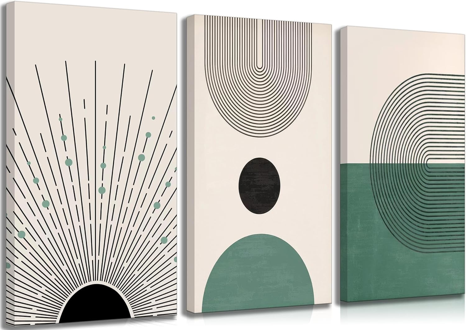 3 Pcs Sage Green Boho Canvas Wall Art Modern Abstract Minimalist ...