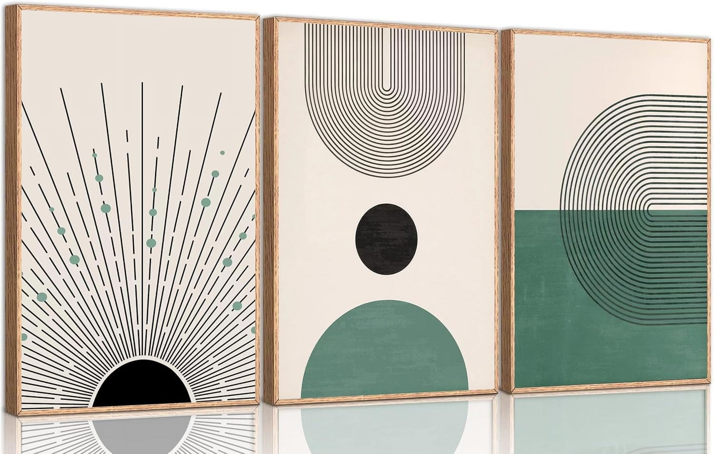 3 Pcs Sage Green Boho Canvas Wall Art Modern Abstract Minimalist ...