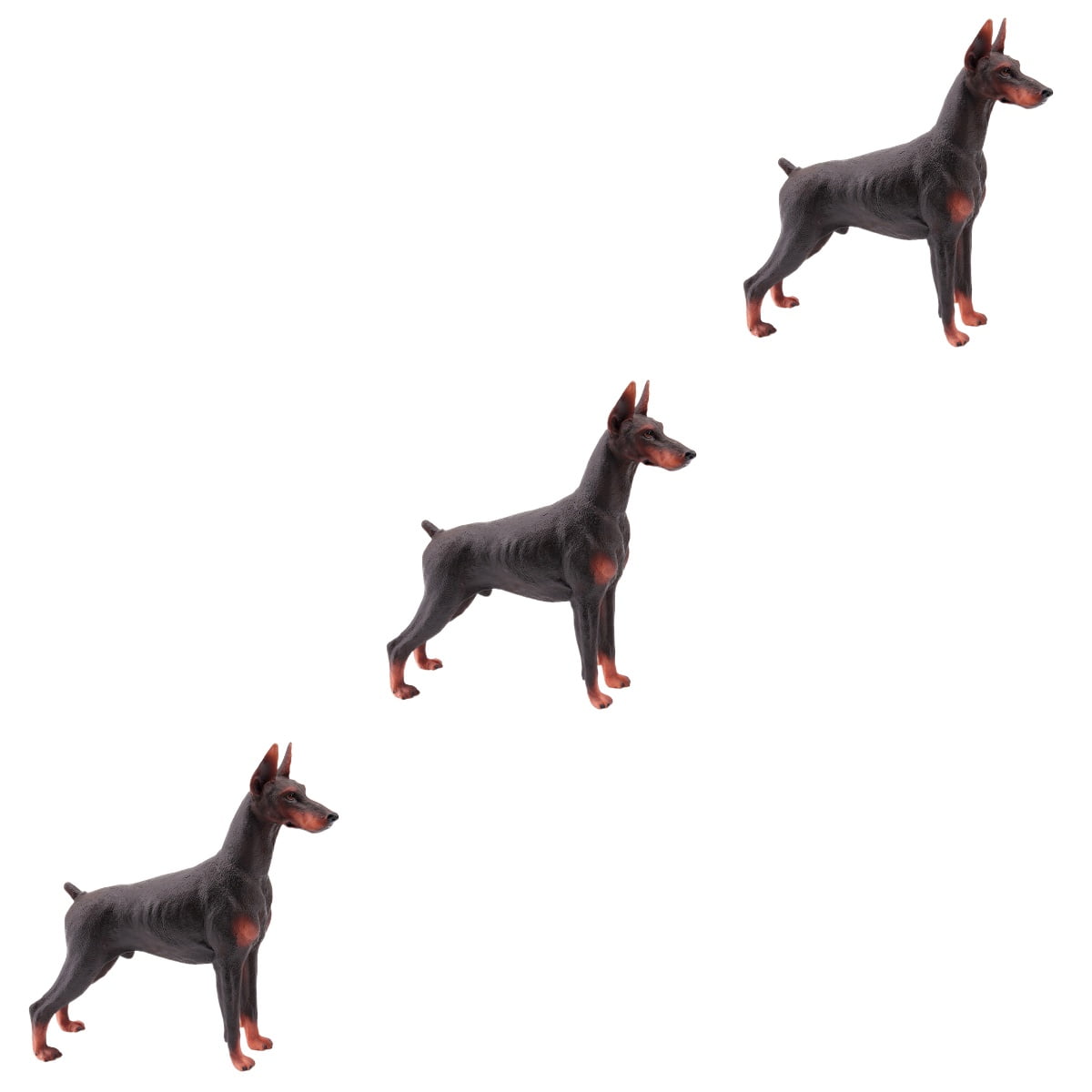 SOPOTUTU Dobermann Dog Model Ornament Brown Lifelike Home Decoration ...