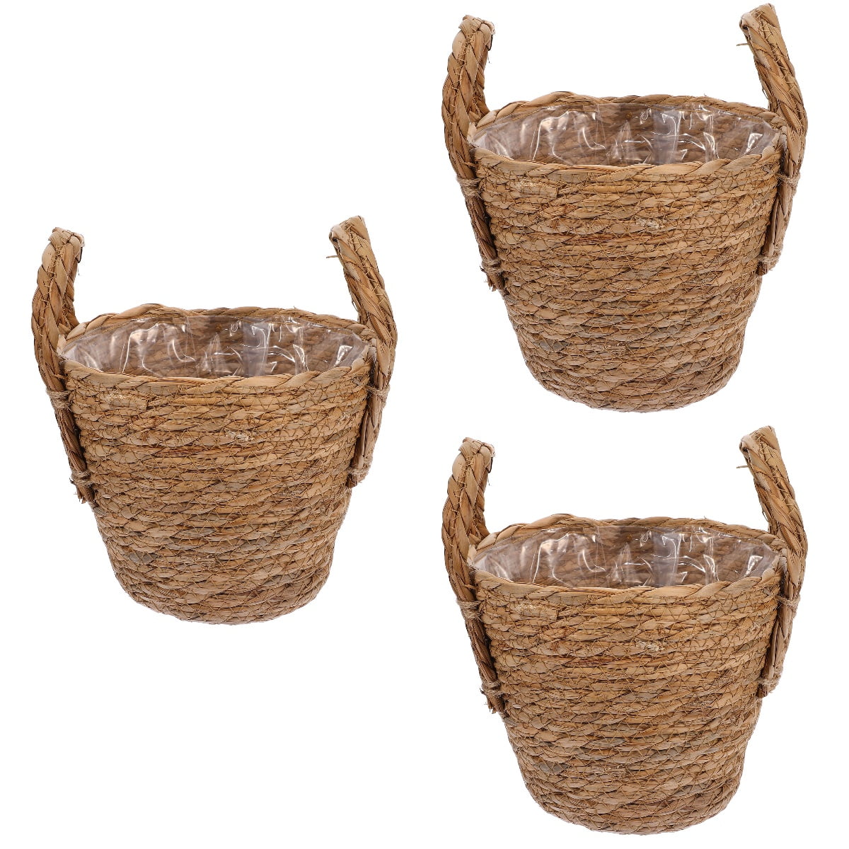 3 Pcs Seagrass Planters for Indoor Plants Removable Straw Flower Pot ...