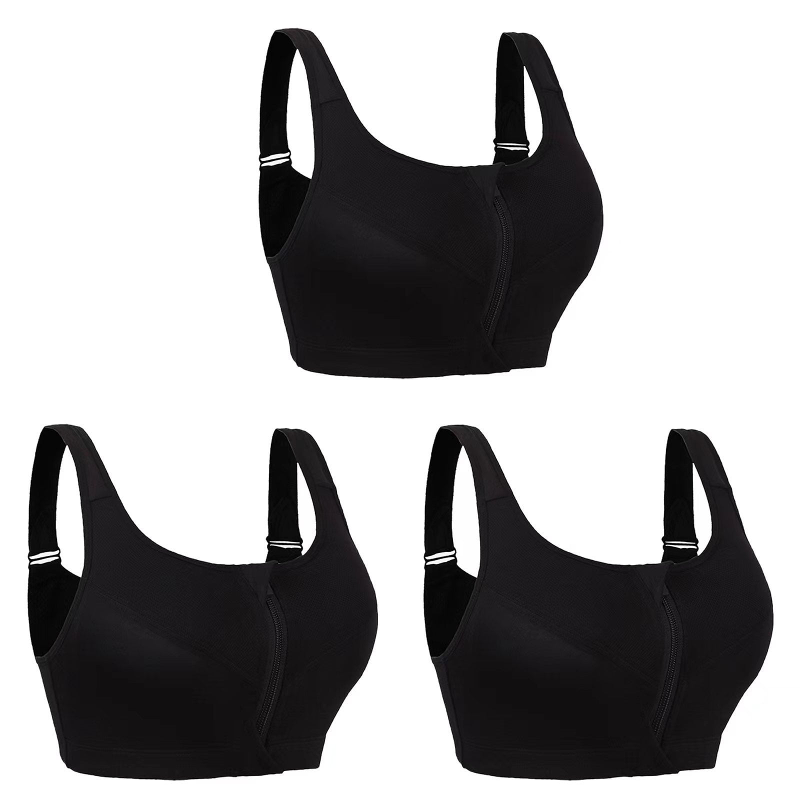 3 Pcs. Seamless Stainless Steel Bra Yoga With Front Zip Zip With Back ...