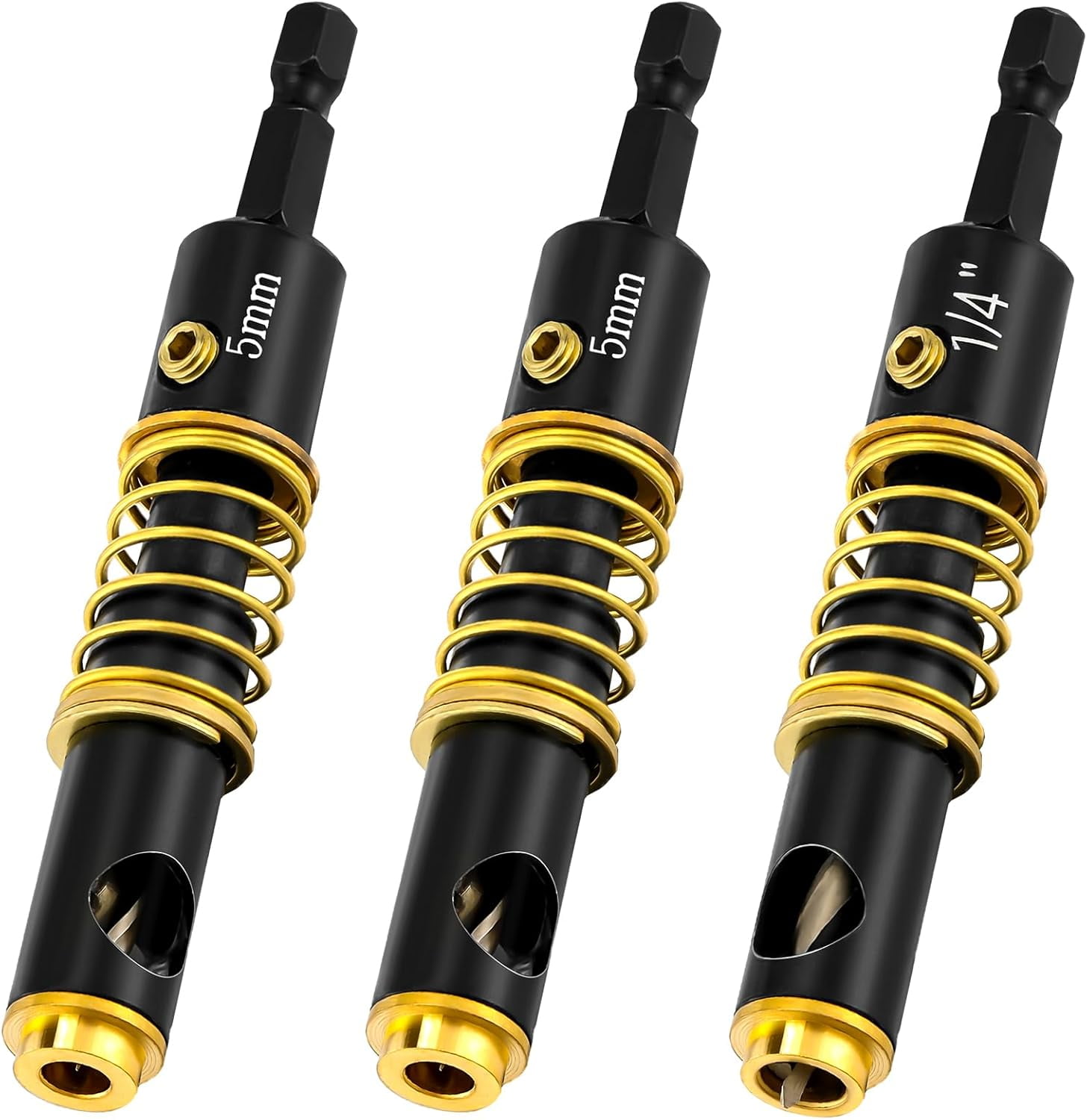 3 Pcs Self Centering Hinge Drill Bit Set 5mm 1/4 Black Reaming Drilling ...