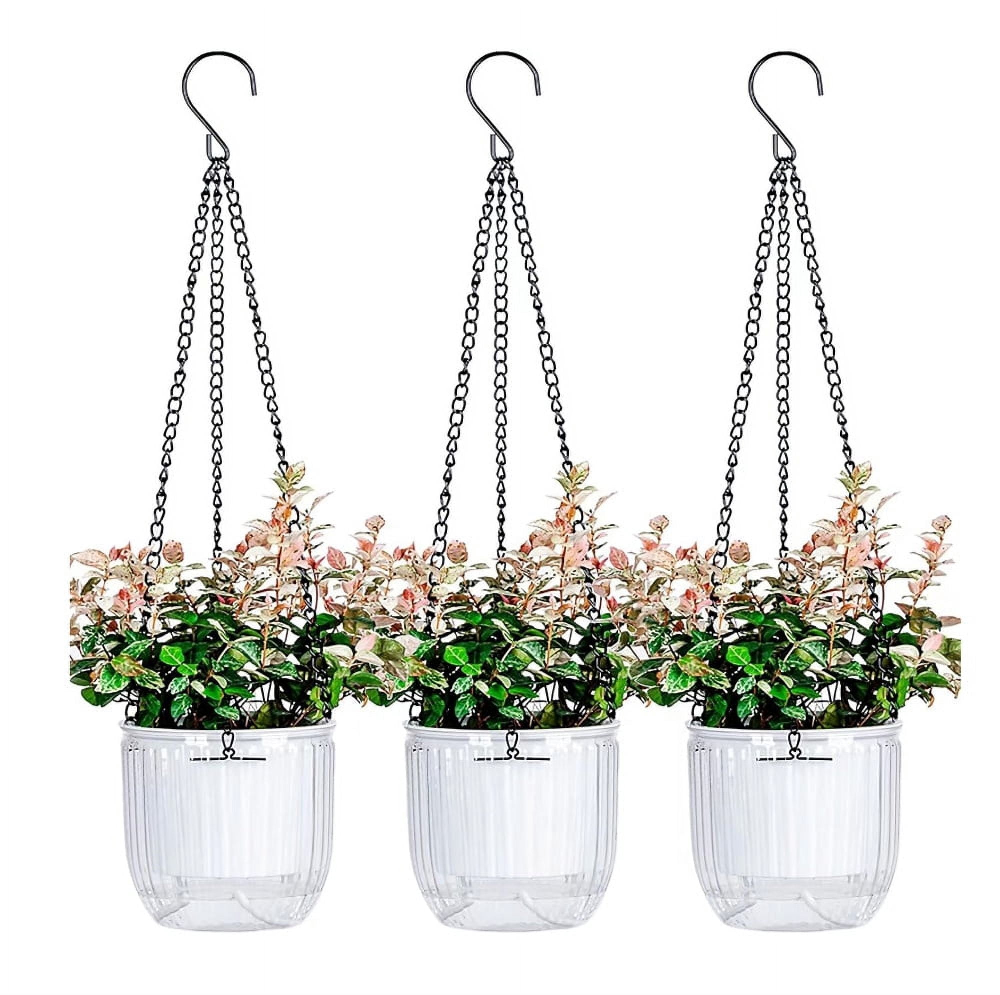3 Pcs Self Watering Hanging Baskets,Plant Hanger with 3 Hooks,4.53Inch ...