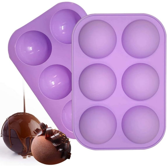 3 Pcs Semi Sphere Silicone Mold, 6 Holes DIY Non-Stick Chocolate Molds ...