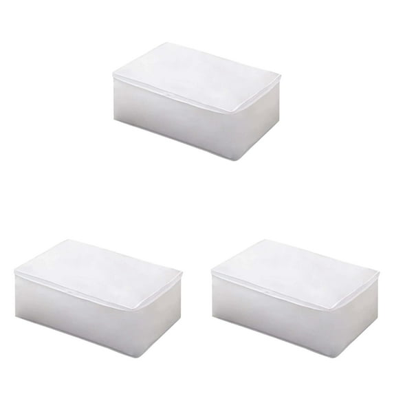3 Pcs Semi-Transparent PEVA Zippered Storage Bag - Foldable Organizer ...