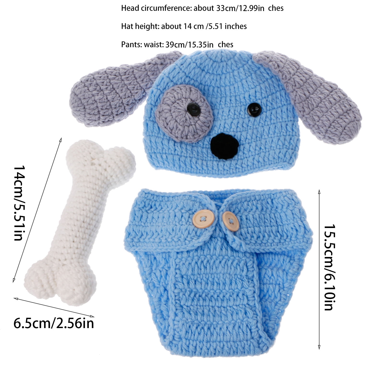 3 Pcs/Set Cute Newborn Photography Prop Hat + Knitted Shorts Photo ...