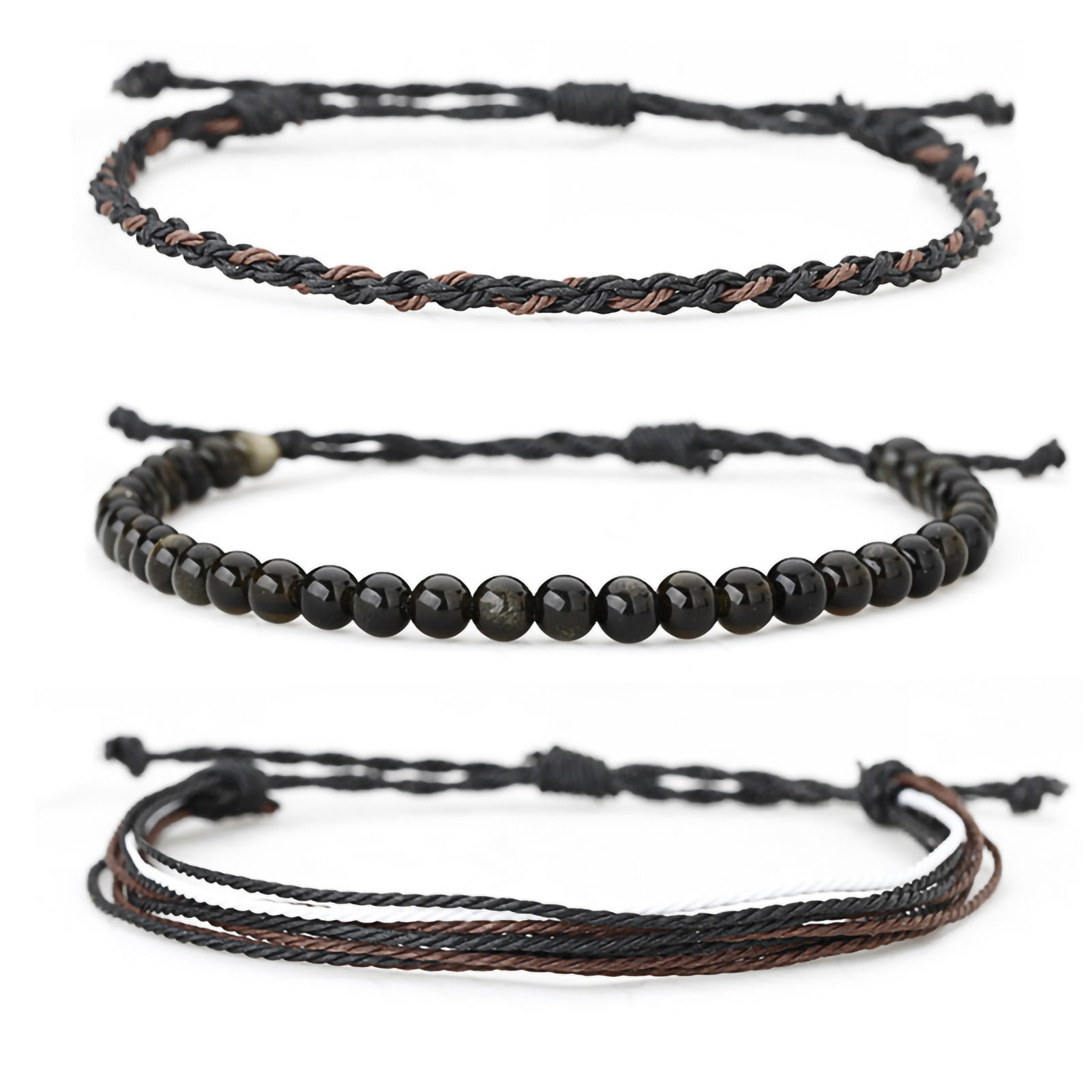 3 Pcs/Set Friendship Bracelets Wax Line Braided Vintage Lightweight ...