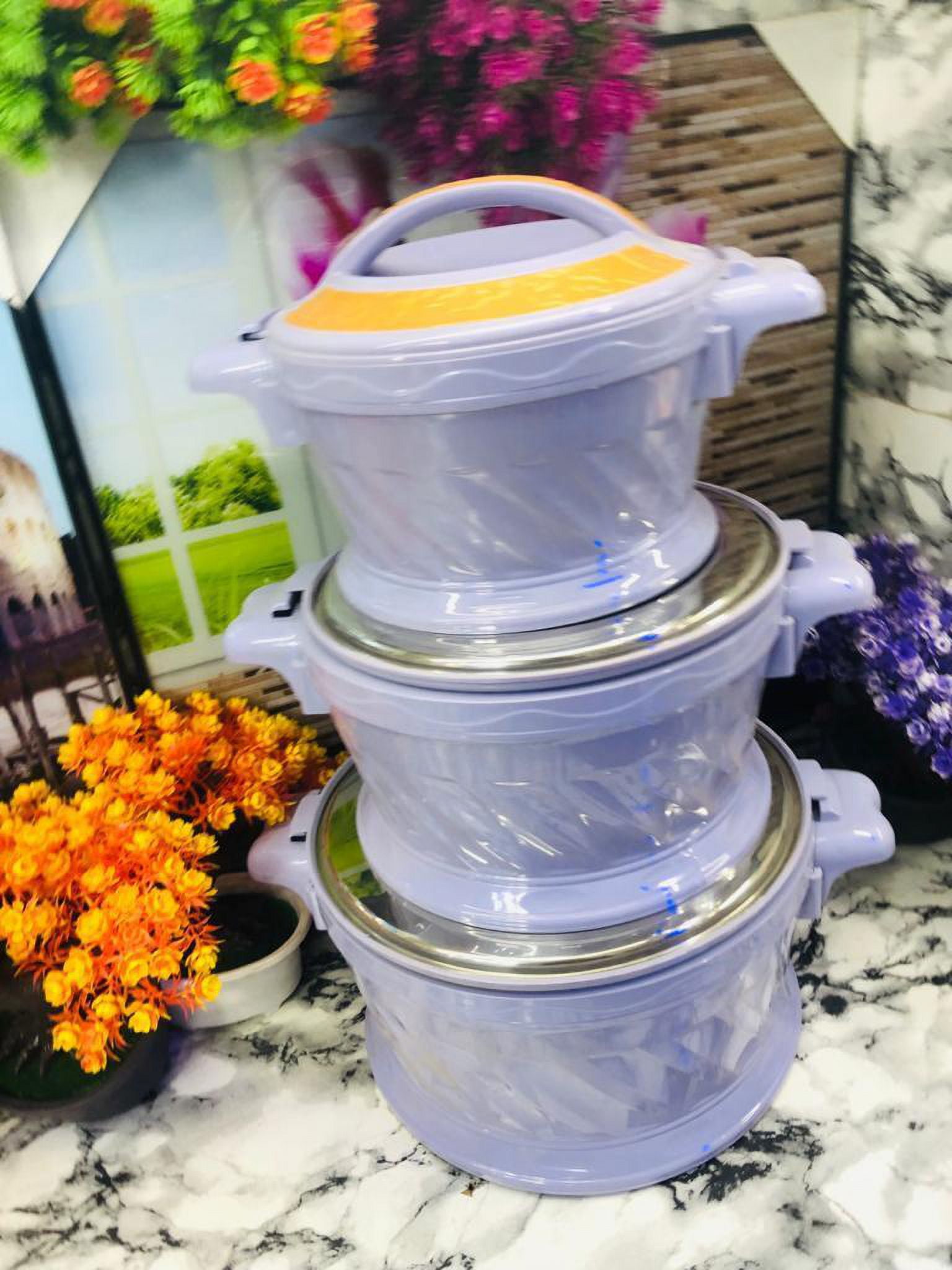 3 Pcs Set of Large Capacity Insulated Rice Buckets - 2.2/4.2/5.2L with ...