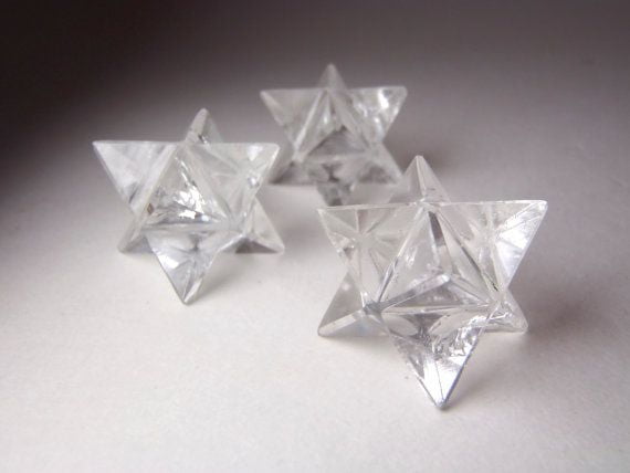 3 Pcs Set Natural Clear Crystal Quartz Merkaba Star Pocket Stone ...