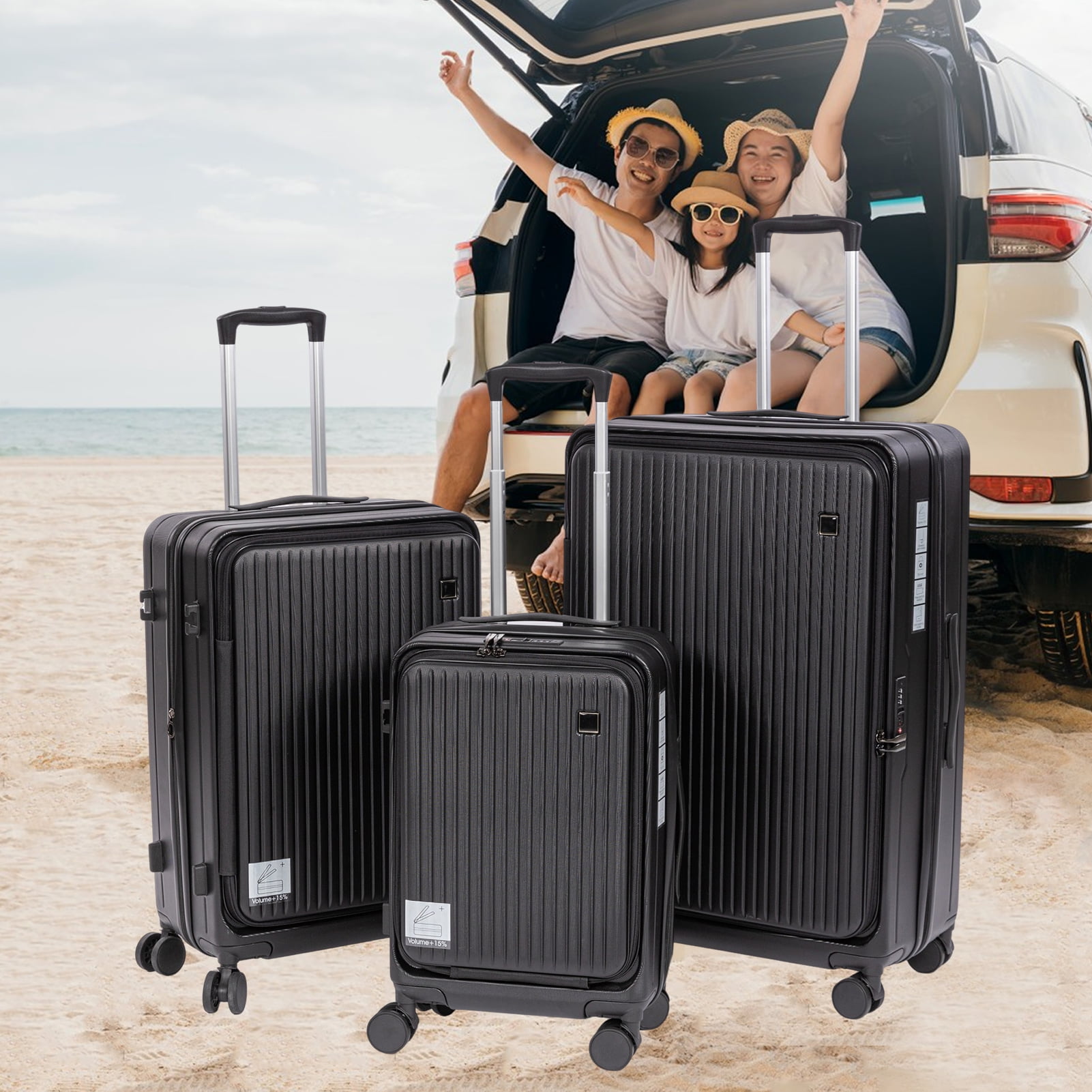 3 Pcs/Set Suitcase Set Different Sizes Large Hard Shell Scratch ...