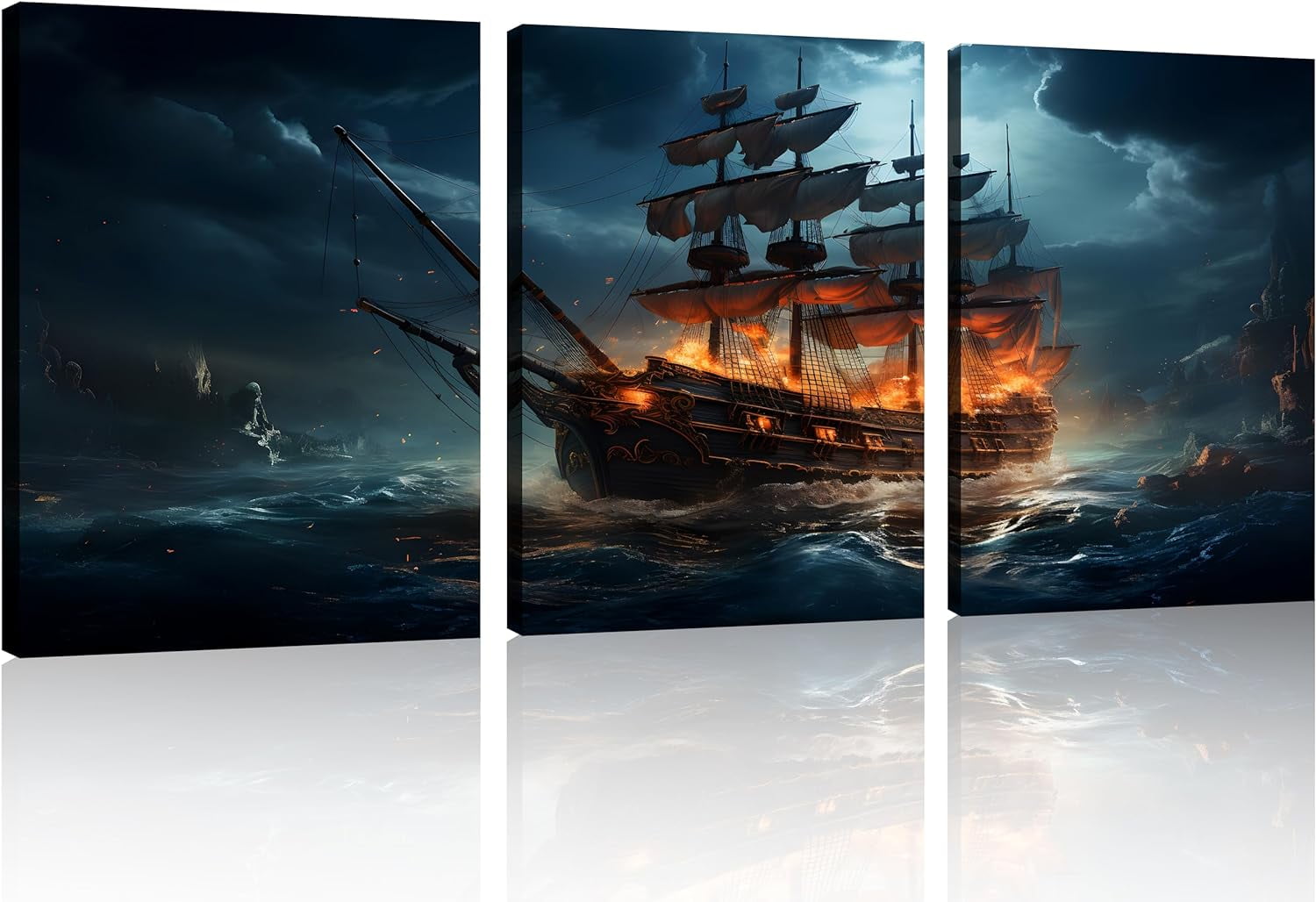 3 Pcs Ship Naval Battle Wall Art Picture Pirate Ship Sailboat Poster ...