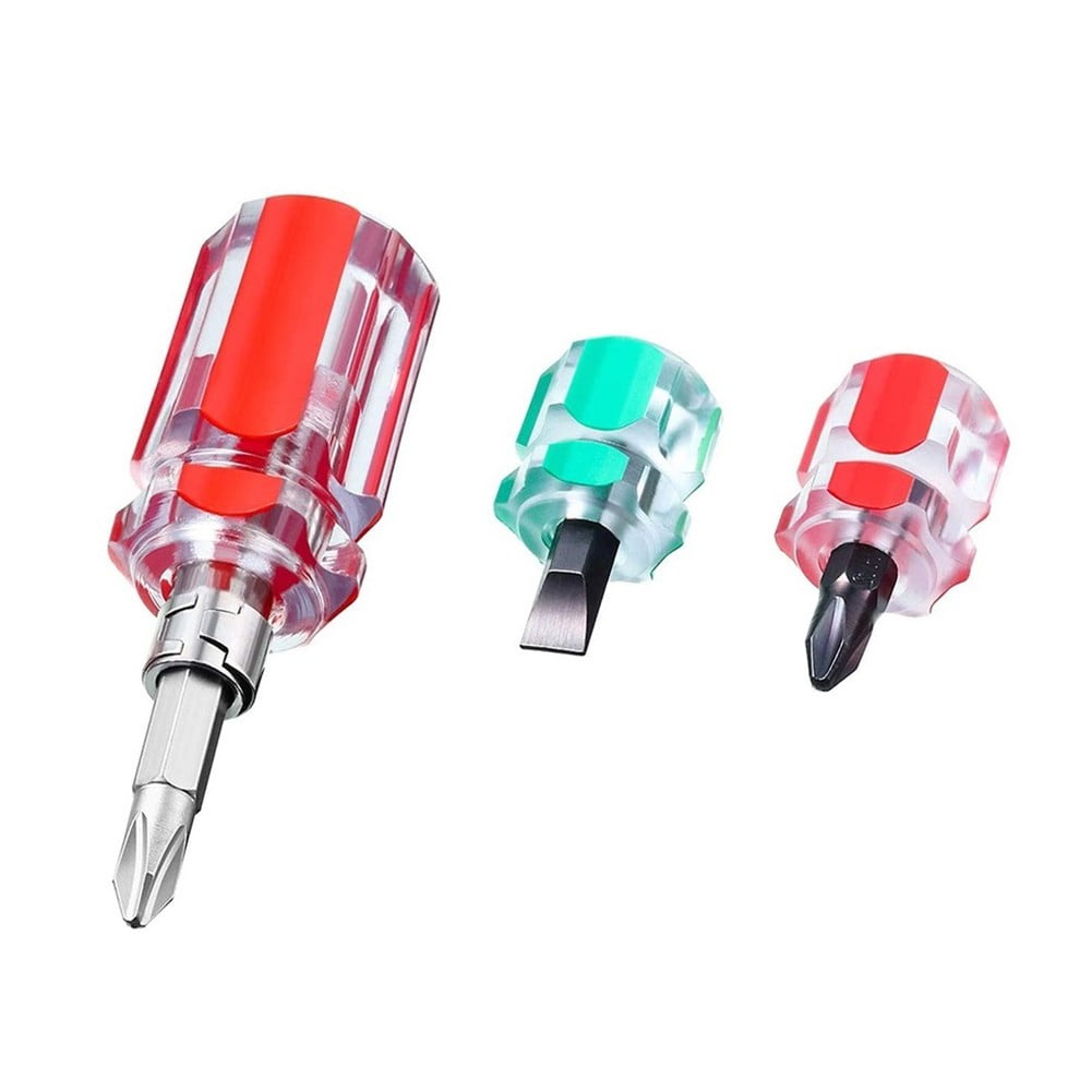 3 Pcs Short Screwdriver Flat Head /Cross-Head/2-in-1 Interchangeable ...