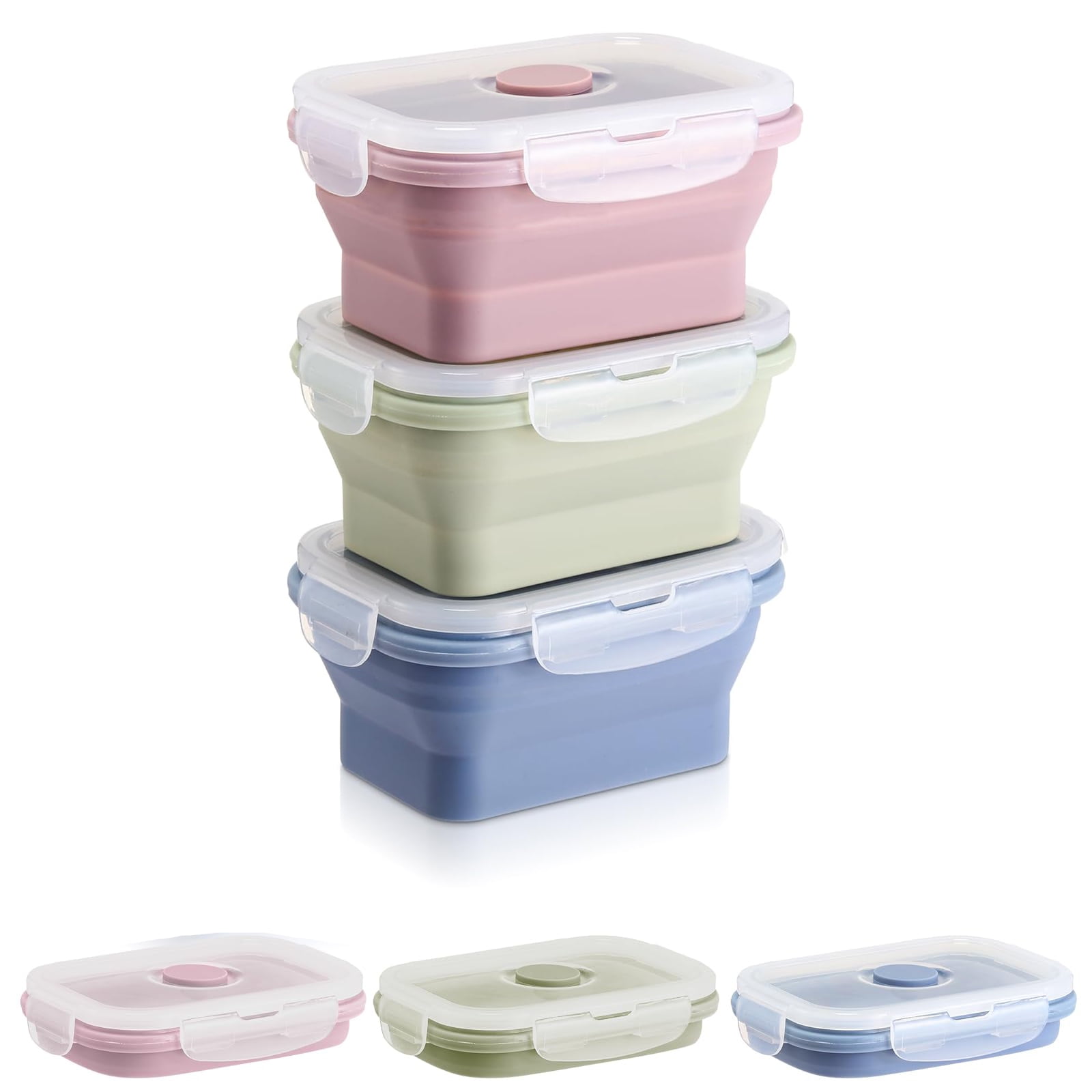 3 Pcs Silicone Food Containers 11.8 oz Collapsible Storage Containers ...