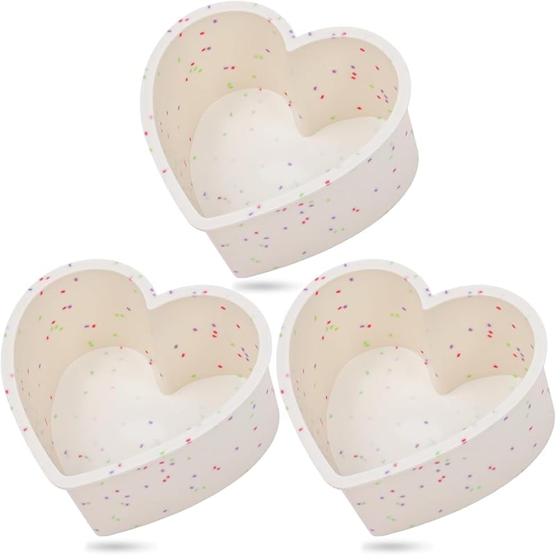 3 Pcs Silicone Heart Shaped Cake Pans 10 Inch 8 Inch 6 Inch Mini Small ...