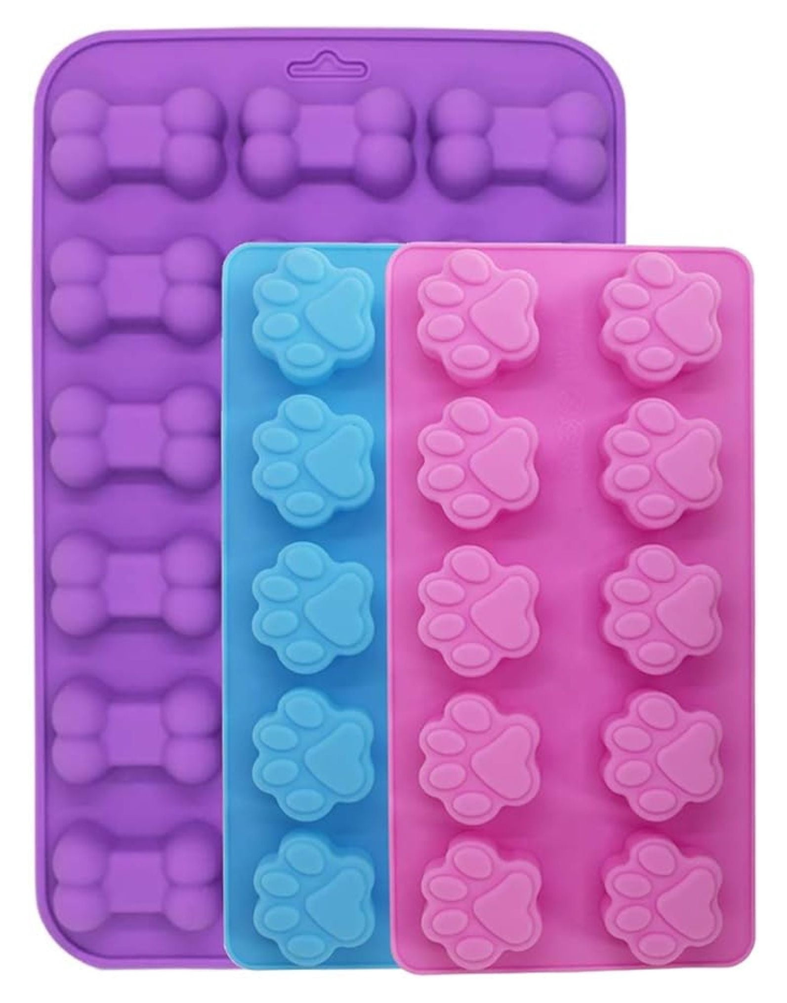 3 Pcs Silicone Molds,18-Cavity and10-Cavity, with Puppy Dog Paw and ...