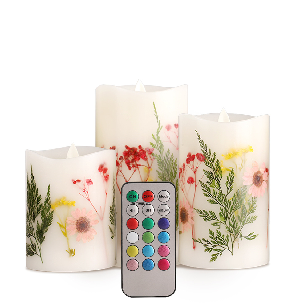 3 Pcs Simulation LED Electronic Candle Set LED Flameless Petal Candle ...