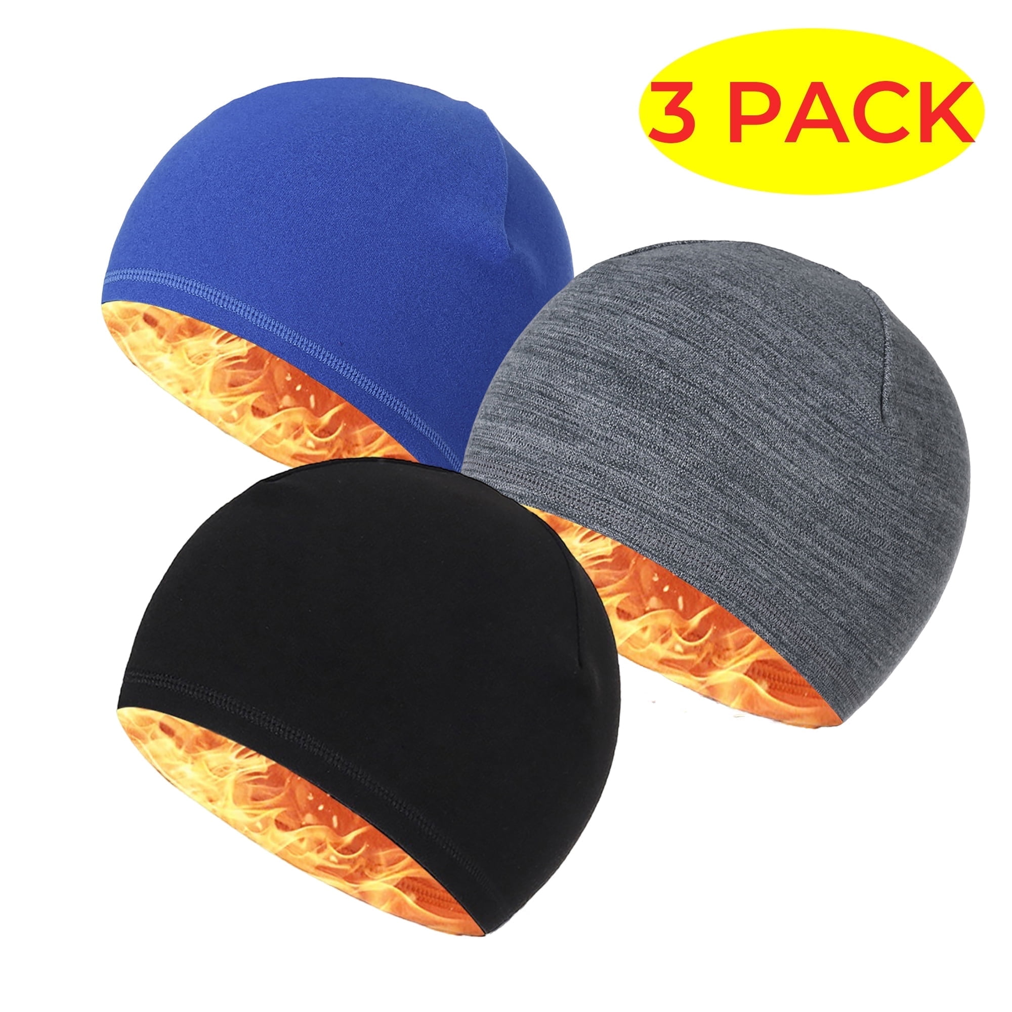3 Pcs Mens Skull Caps Helmet Liners for Cold Weather Beanie Cap Cycling ...