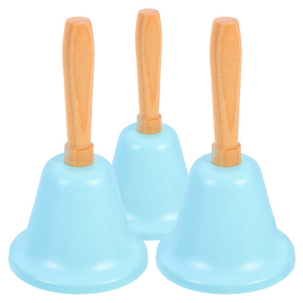 3 Pcs Sky Blue Loud Hand Bells for Dinner Service Classroom Alarm ...