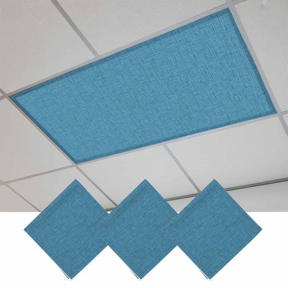 3 Pcs Sky Blue Solid Fluorescent Light Covers Minimalist Cloth Regal ...