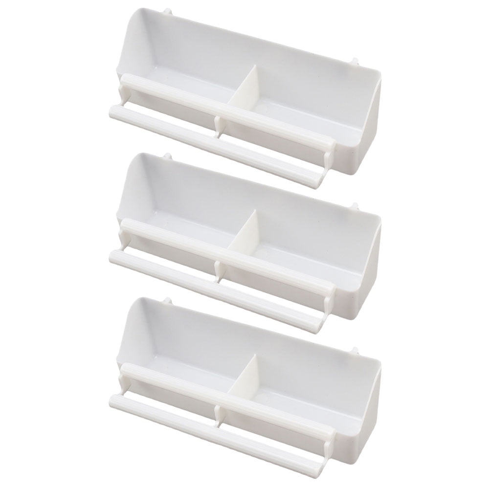 3 Pcs Small Bird Feeder Cage Supply Trough Feeders for Birds White ...