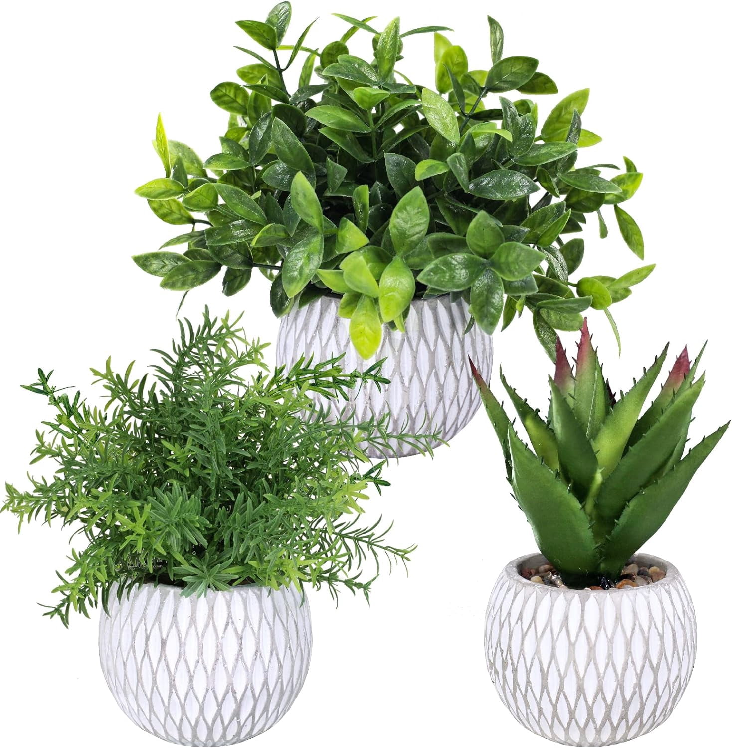 3 Pcs Small Potted Plants Artificial Eucalyptus Rosemary Plants and ...