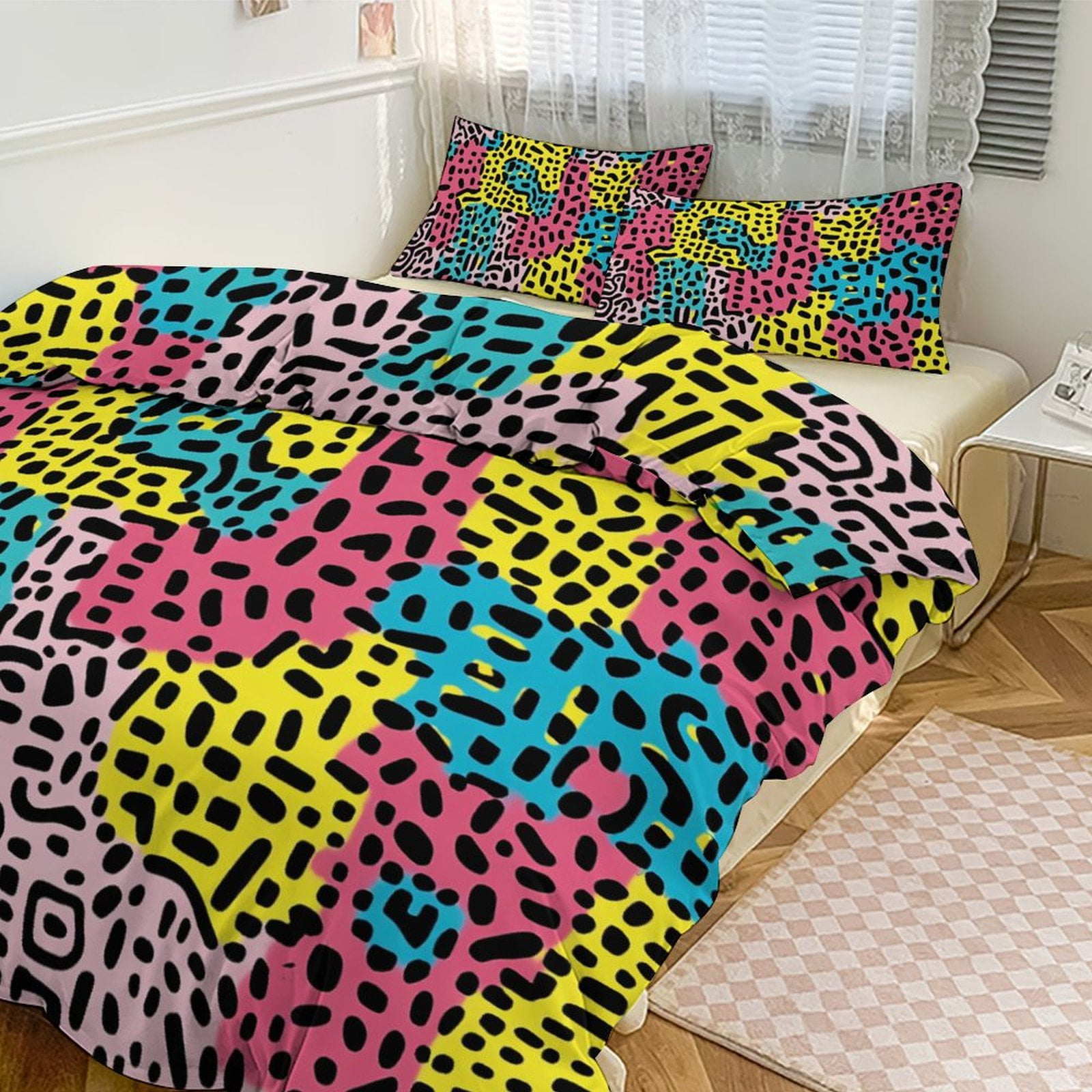 3 Pcs Soft Bedding Set, Includes 1 Duvet Cover with Zipper And 2 Pillow ...