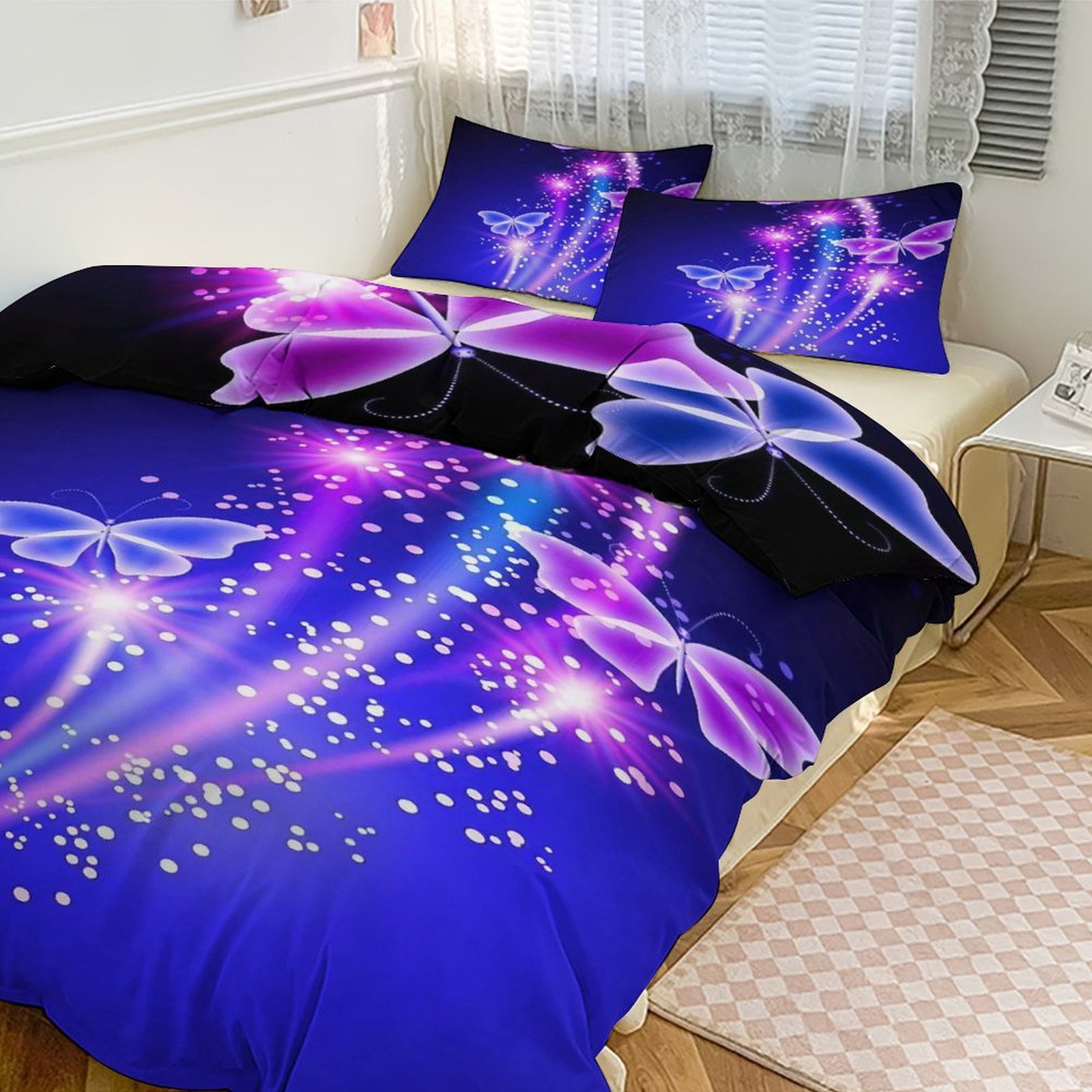 3 Pcs Soft Bedding Set, Includes 1 Duvet Cover with Zipper And 2 Pillow ...