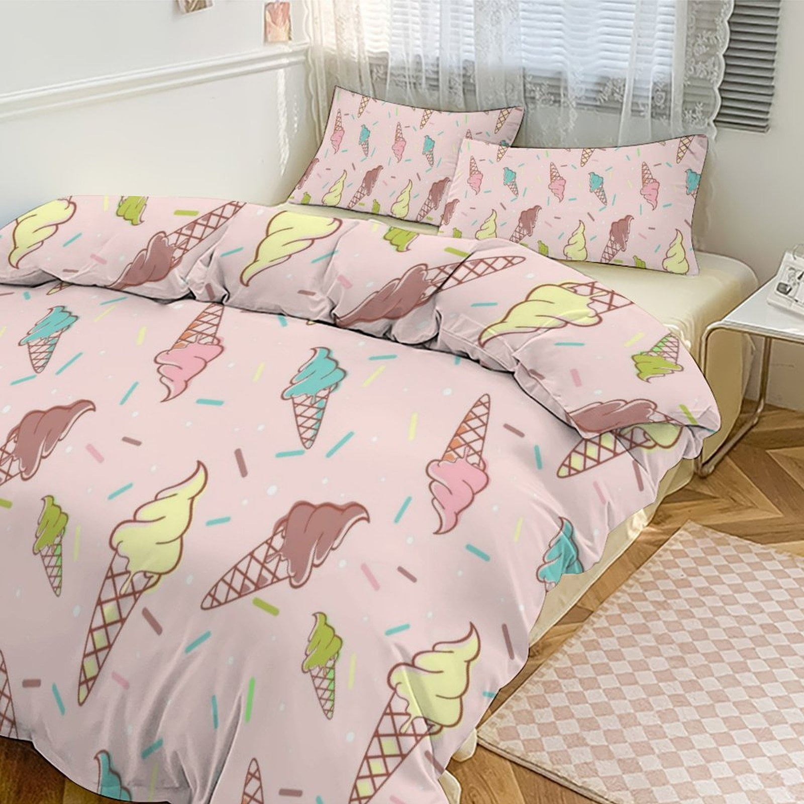 3 Pcs Soft Bedding Set, Includes 1 Duvet Cover with Zipper And 2 Pillow ...