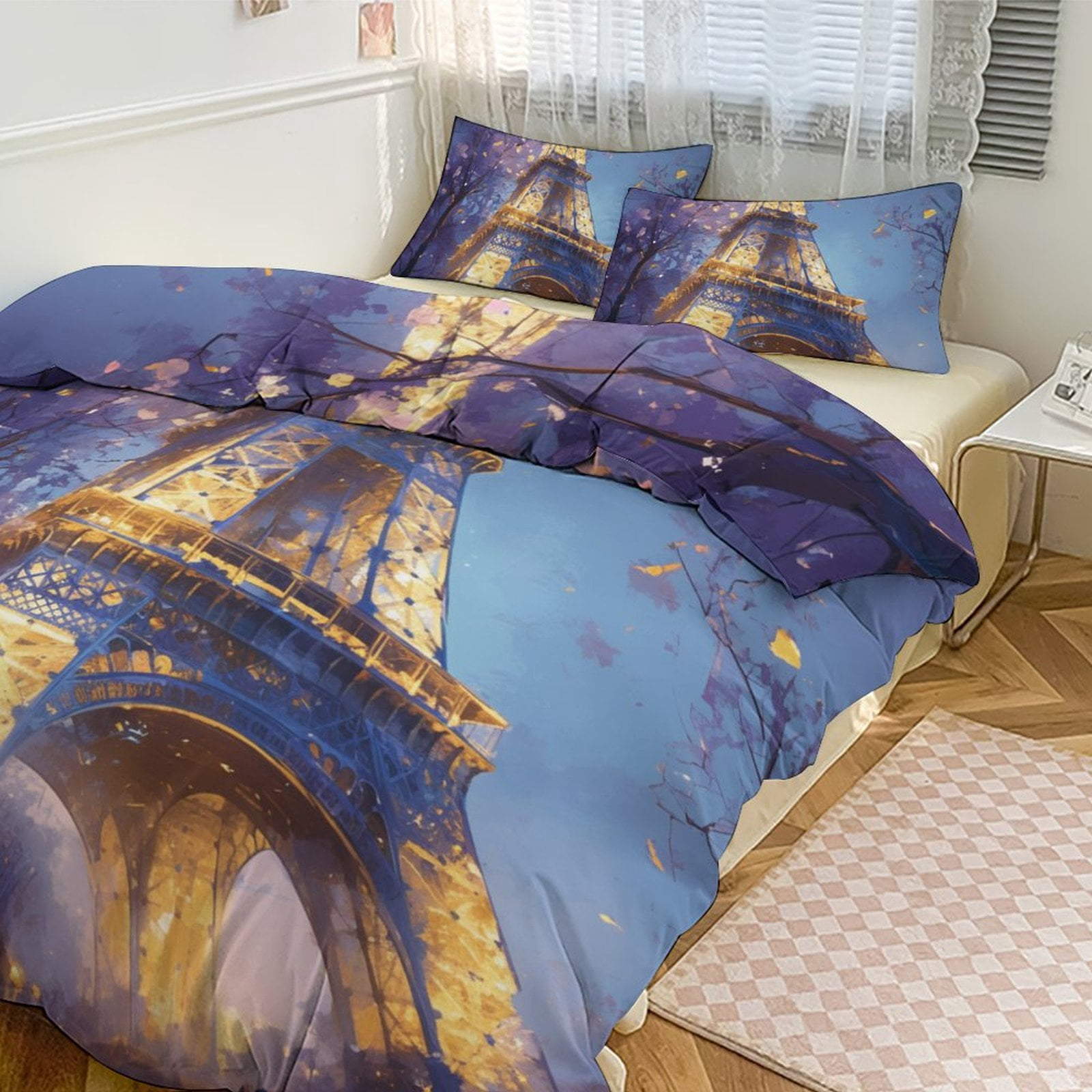 3 Pcs Soft Bedding Set, Includes 1 Duvet Cover with Zipper And 2 Pillow ...