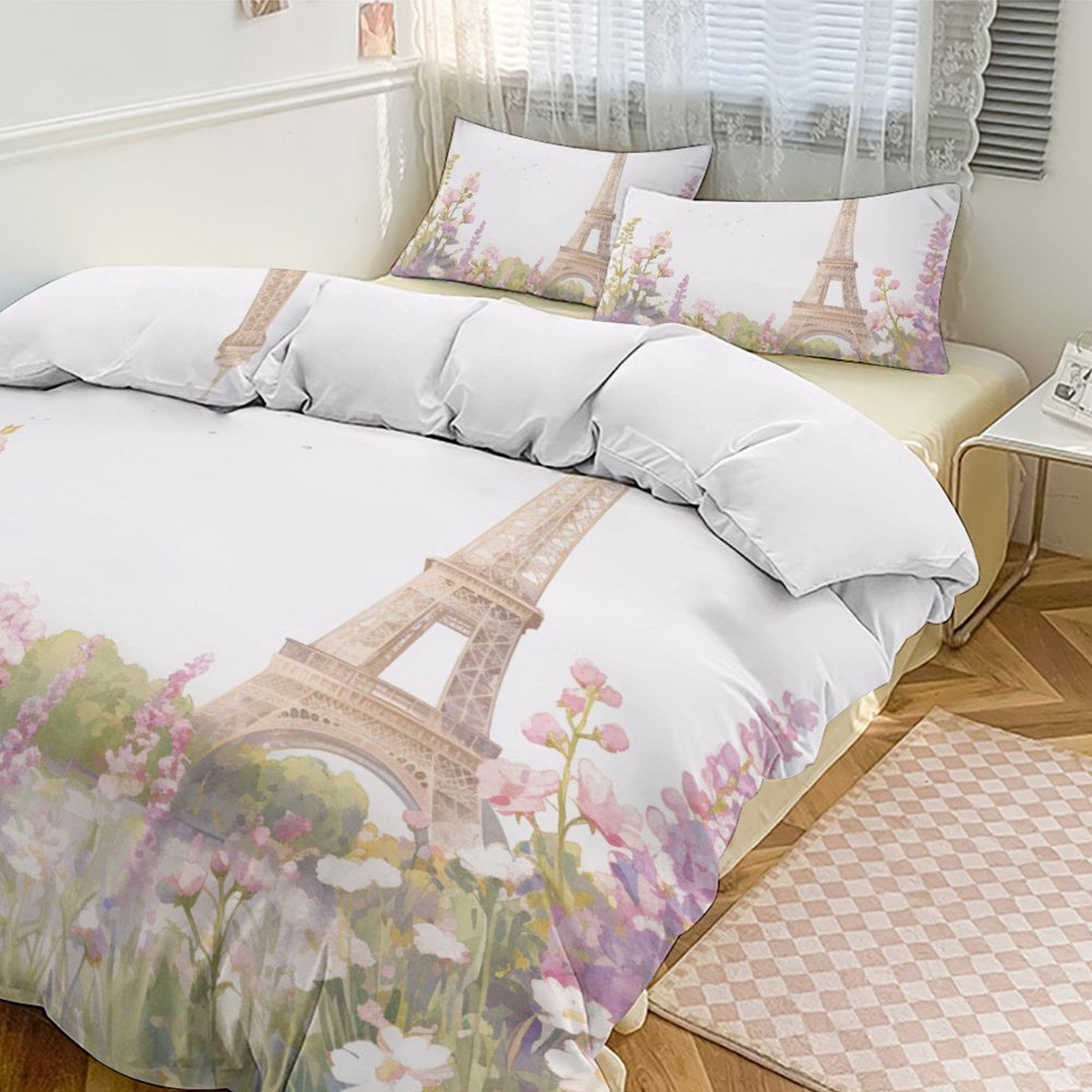 3 Pcs Soft Bedding Set, Includes 1 Duvet Cover with Zipper And 2 Pillow ...