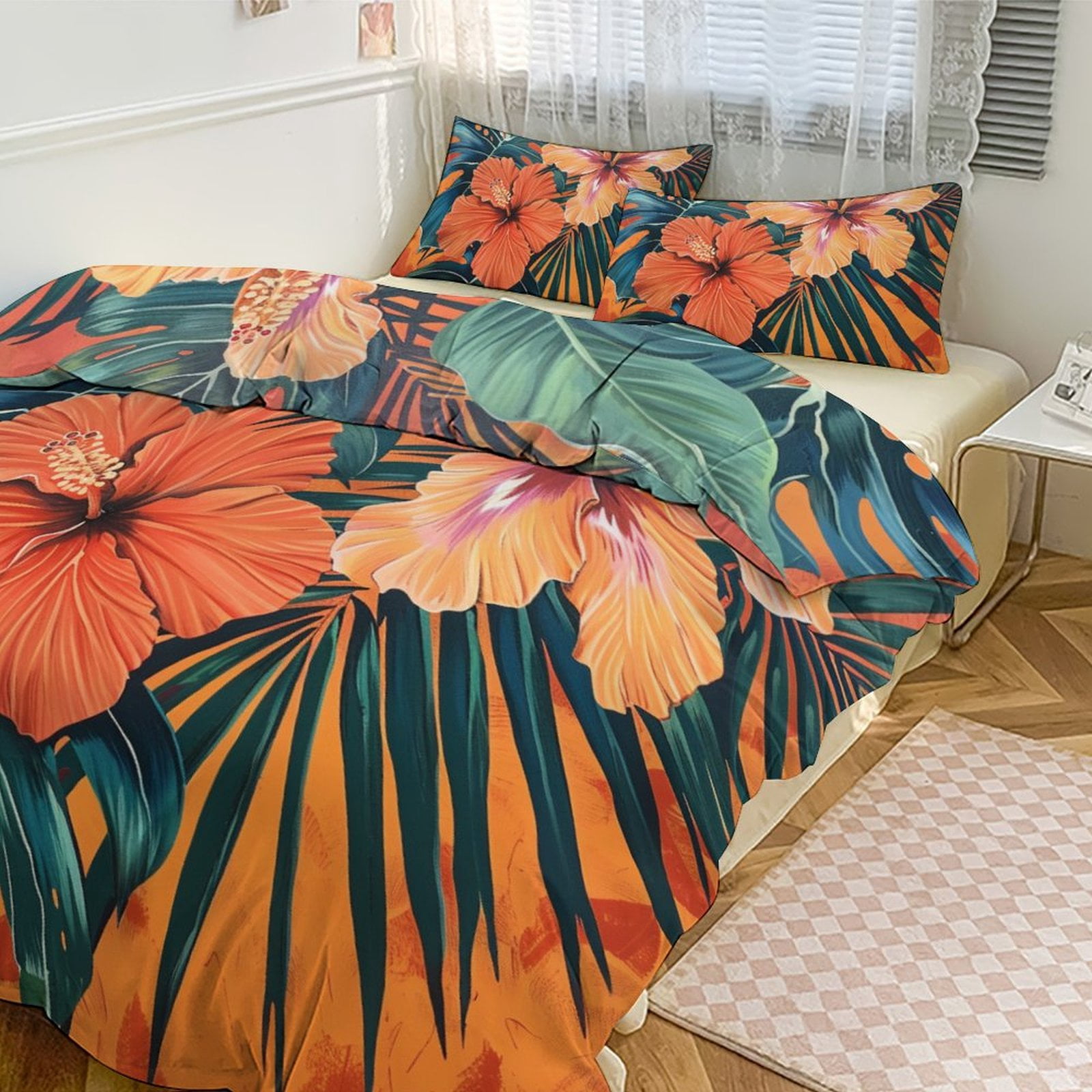 3 Pcs Soft Bedding Set, Includes 1 Duvet Cover with Zipper And 2 Pillow ...