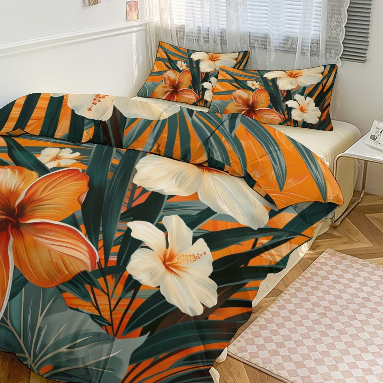 3 Pcs Soft Bedding Set, Includes 1 Duvet Cover with Zipper And 2 Pillow ...